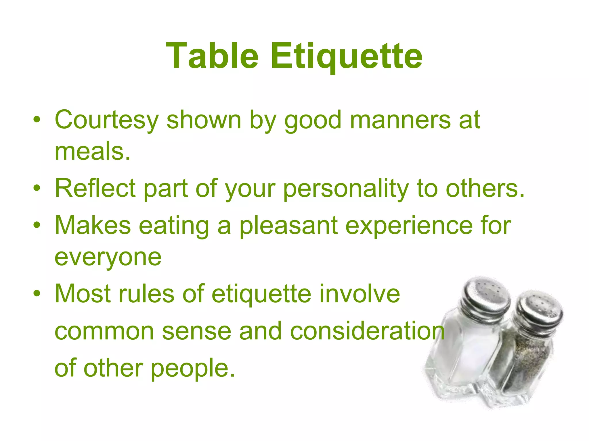 Unit 4 Table Setting and Etiquette | PPTX | Cooking | Food & Drink