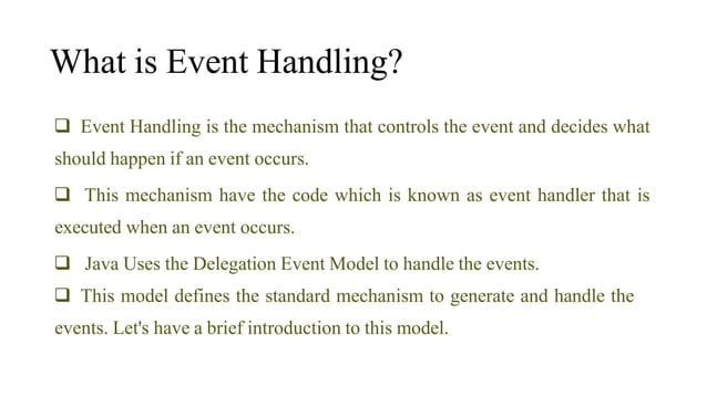 Java Programming Event Handlingtypes Of Events Pdf Programming Languages Computing