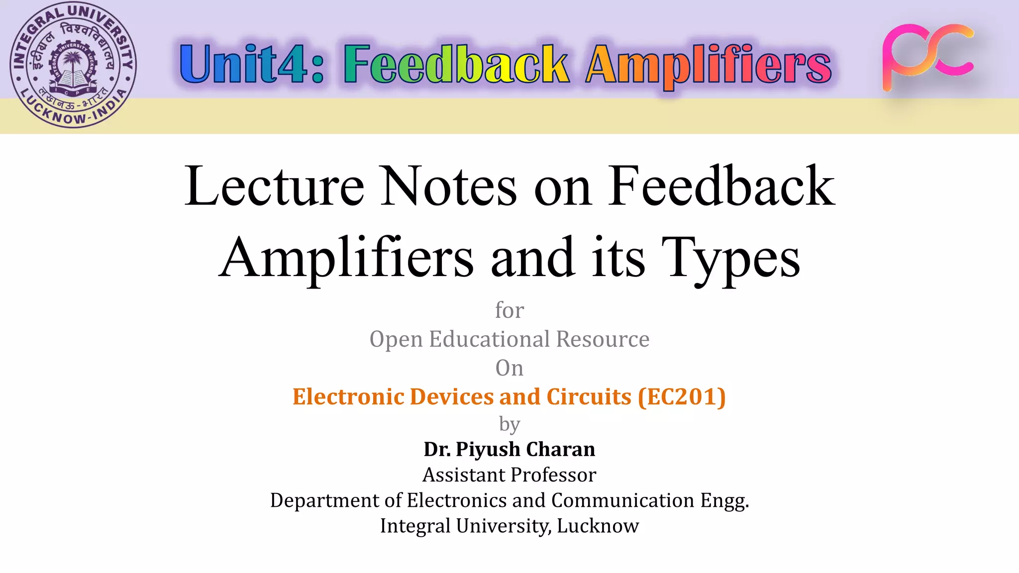 Unit 4 feedback amplifiers | PDF