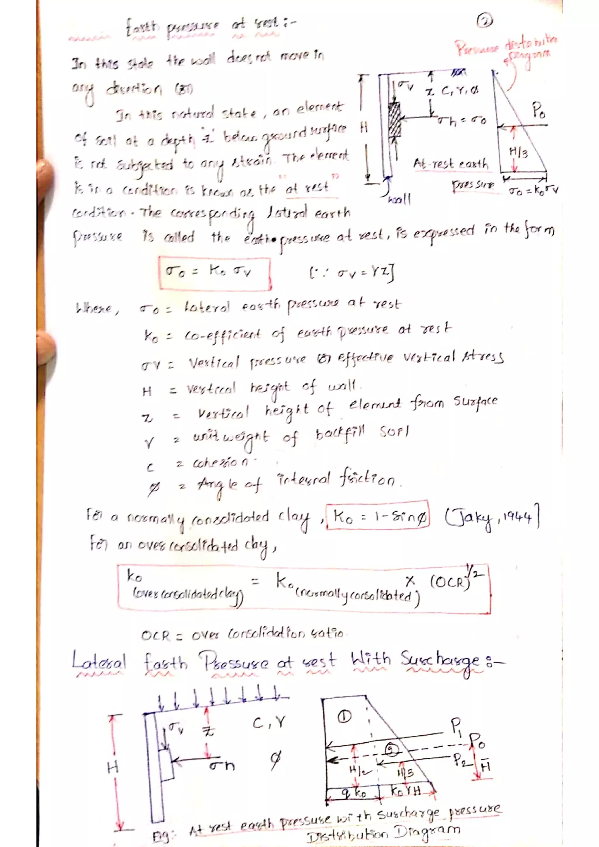 Earth Pressure Theories and Retaining Walls Hand written Notes | PDF