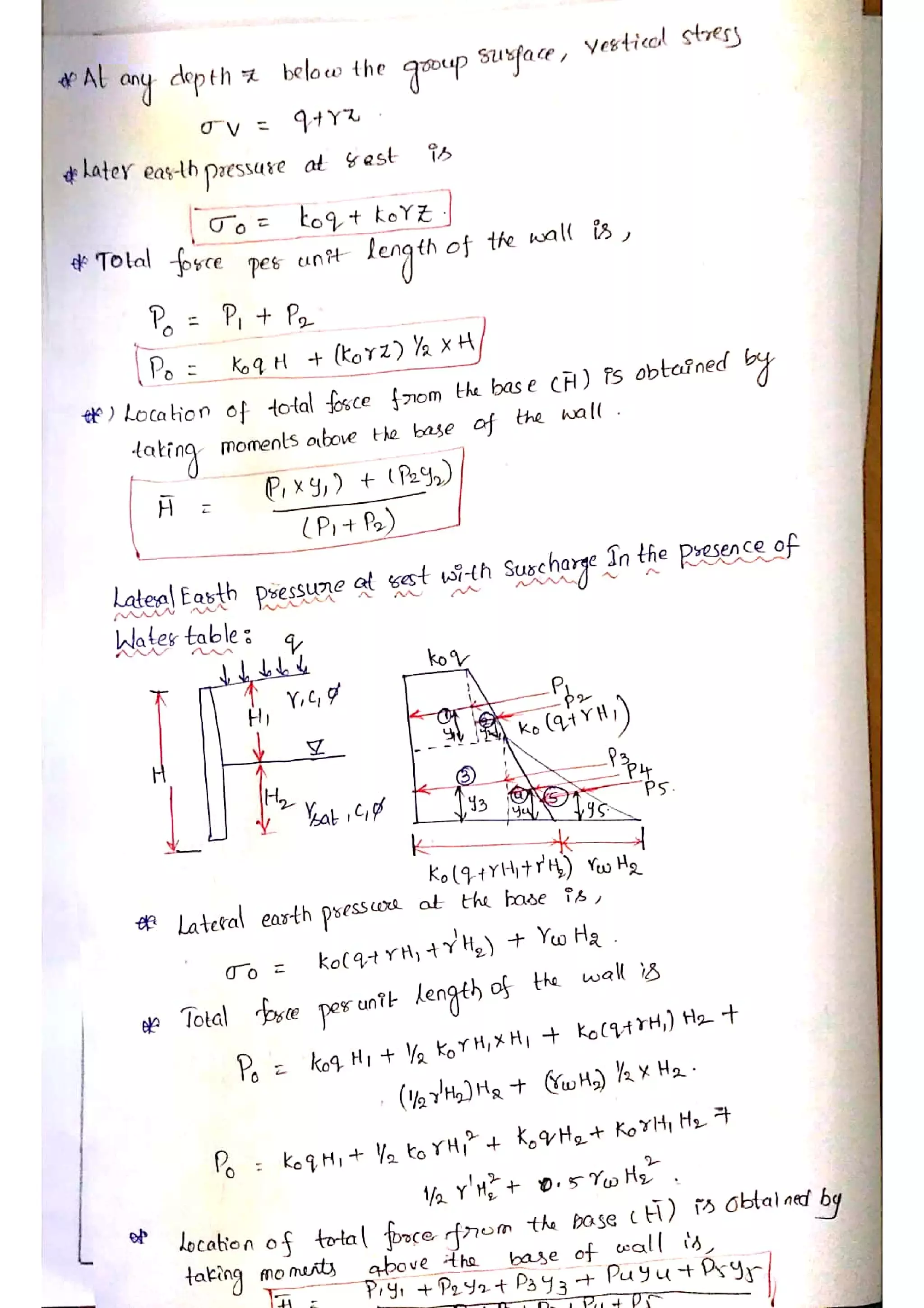Earth Pressure Theories and Retaining Walls Hand written Notes | PDF