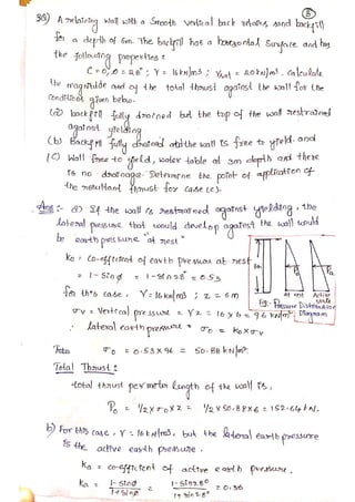Earth Pressure Theories and Retaining Walls Hand written Notes | PDF