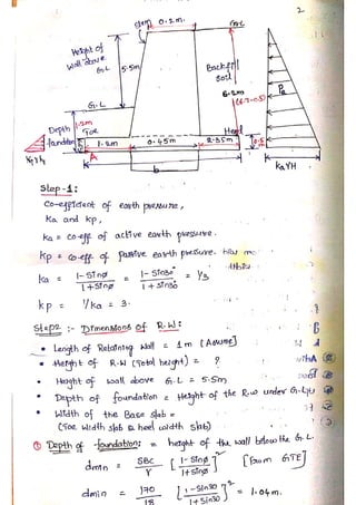 Earth Pressure Theories and Retaining Walls Hand written Notes | PDF