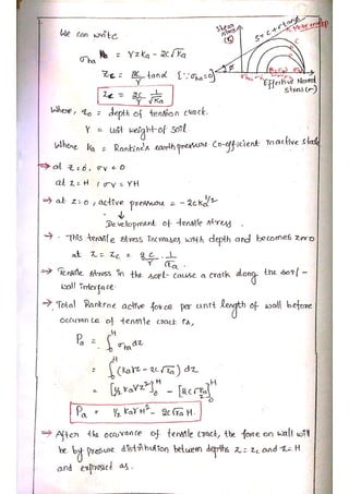 Earth Pressure Theories and Retaining Walls Hand written Notes | PDF