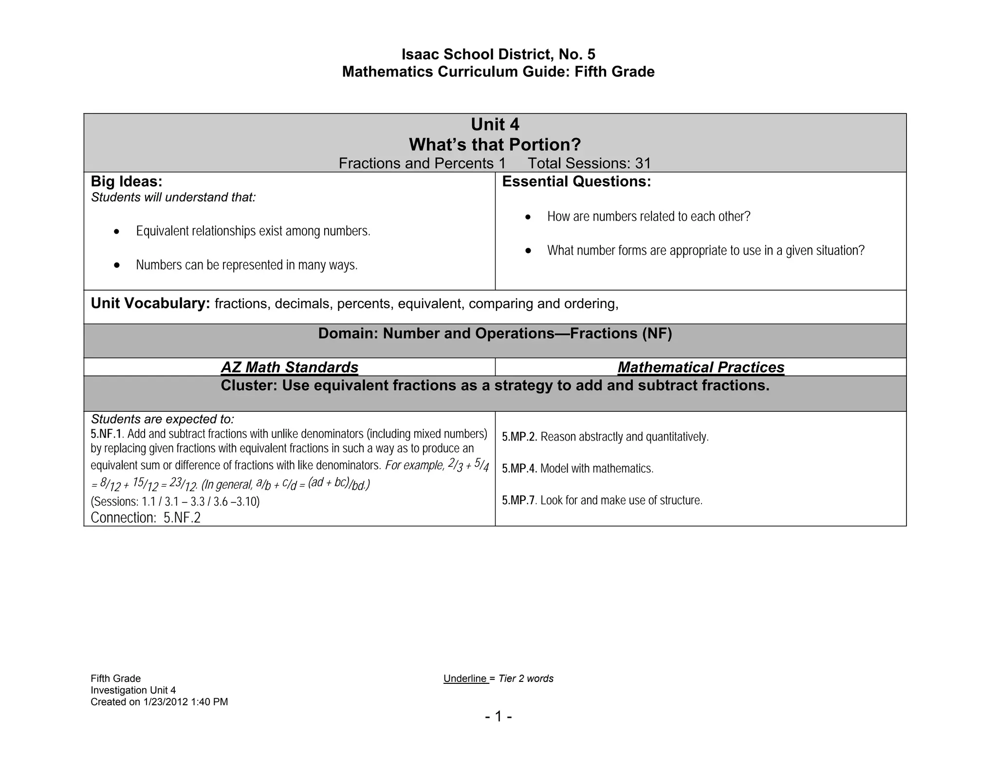 Unit 4 Fifth Grade cs 2012 2013 | PPT