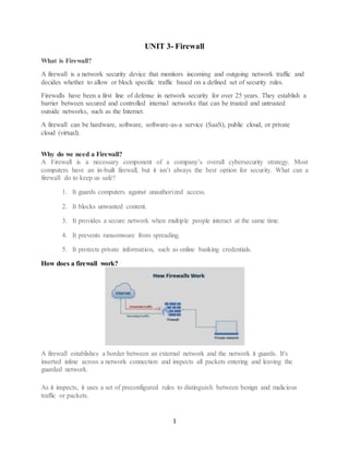 UNIT 4 Firewalls Information Security Sharad Institute | PDF