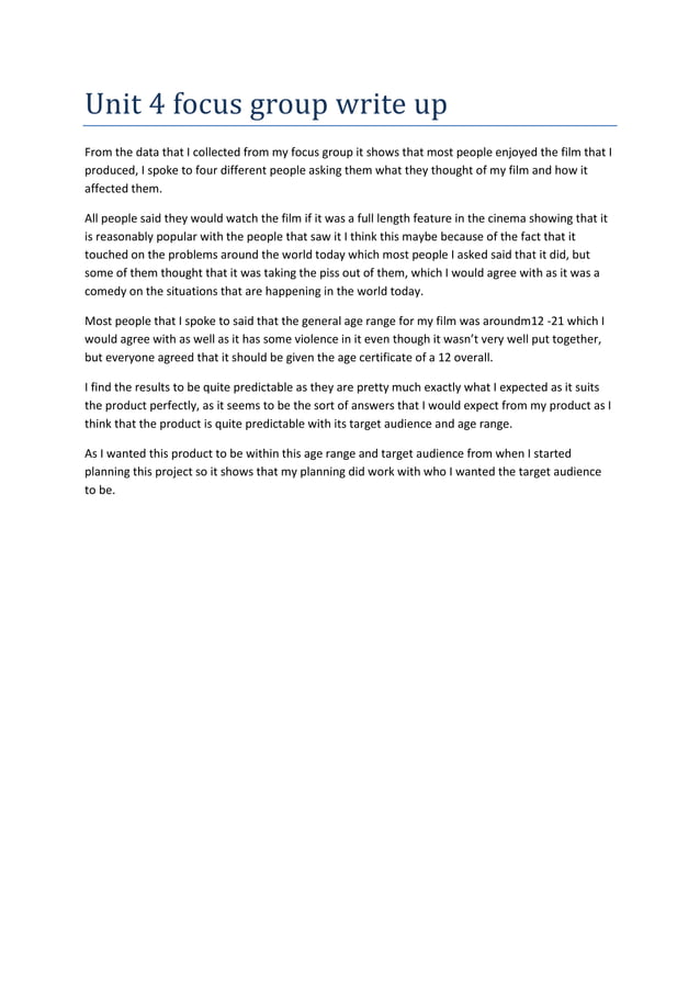 Unit 4 focus group write up | PDF
