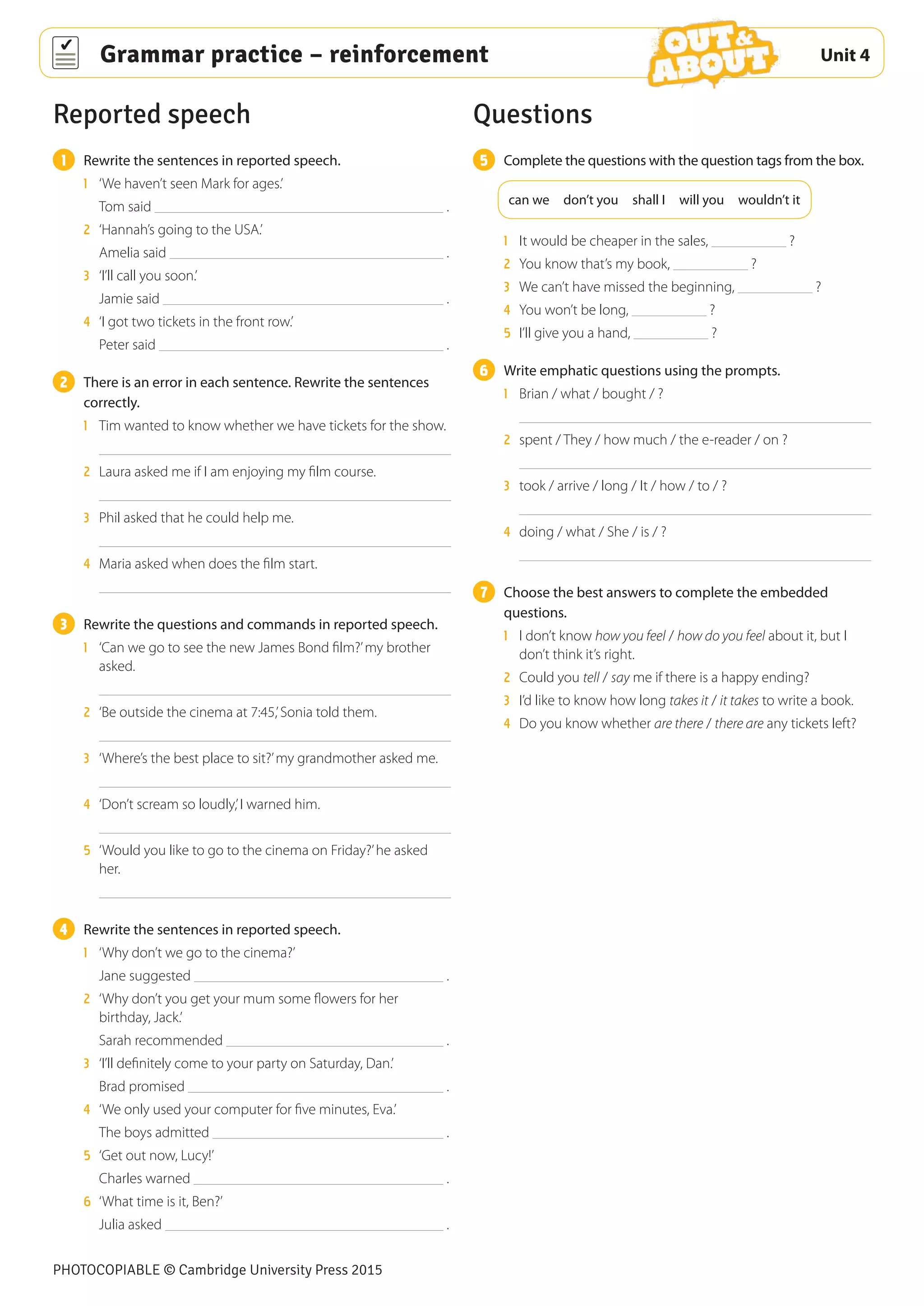 Unit 4 grammar practice reinforcement | PDF