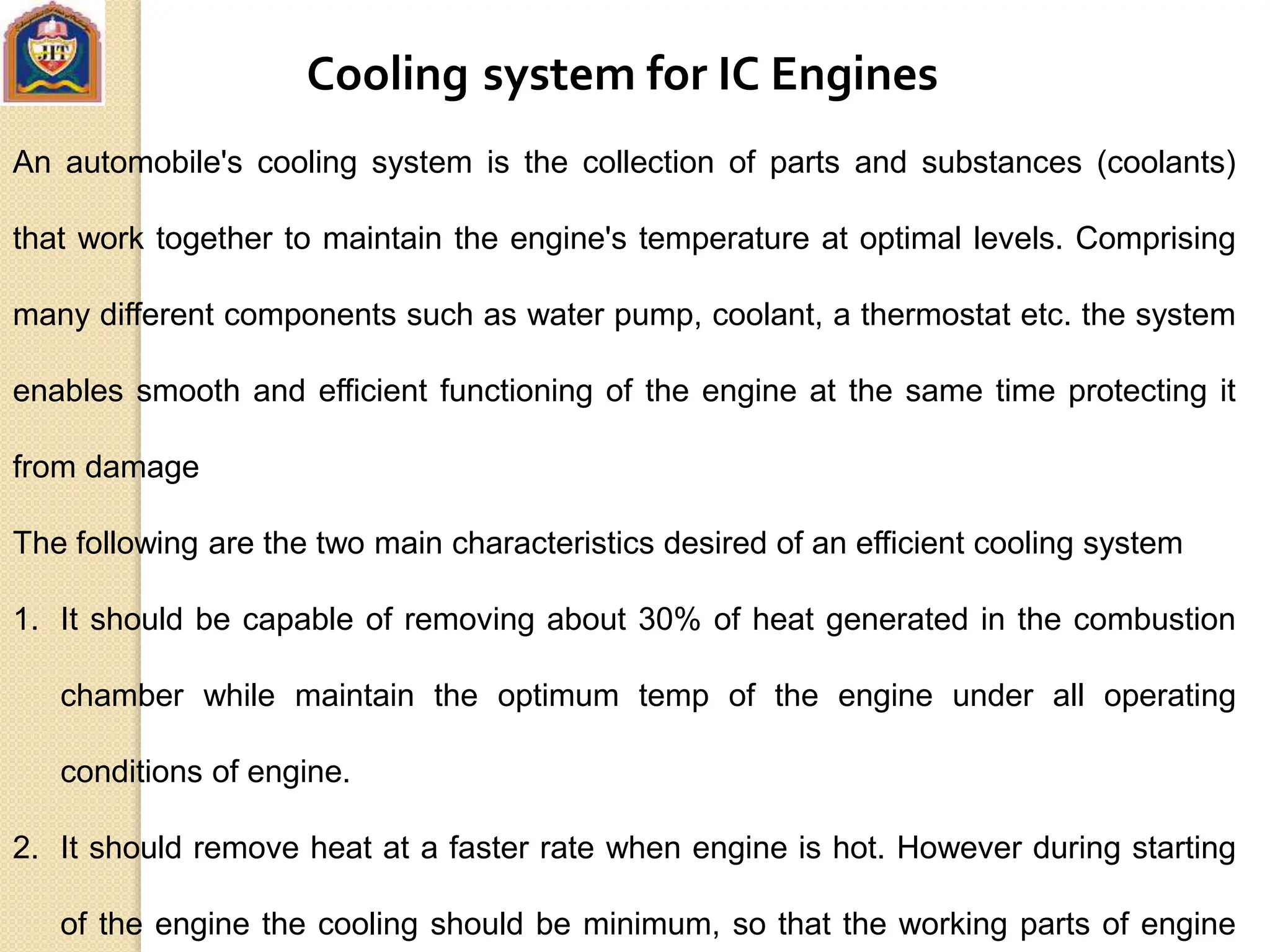 IC Engines lubrication & cooling methods | PPTX