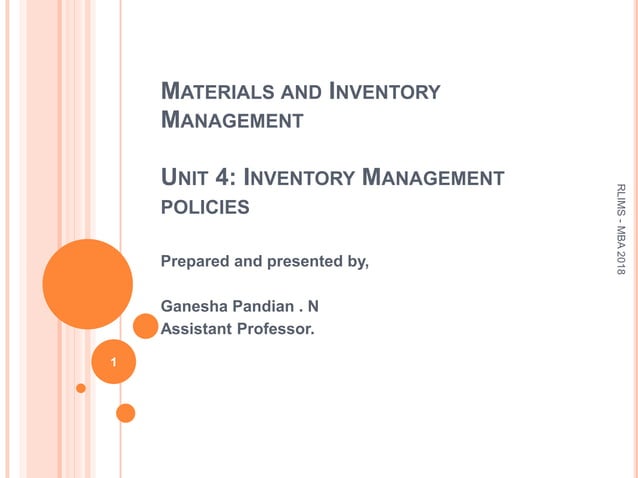 Unit 4 inventory management policies | PPTX | Stocks and Bonds ...