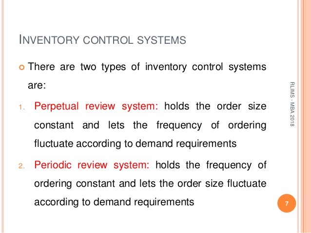 Unit 4 inventory management policies