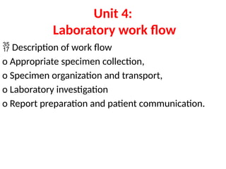Laboratory work flow medical laboratory for proper work flow | PPTX