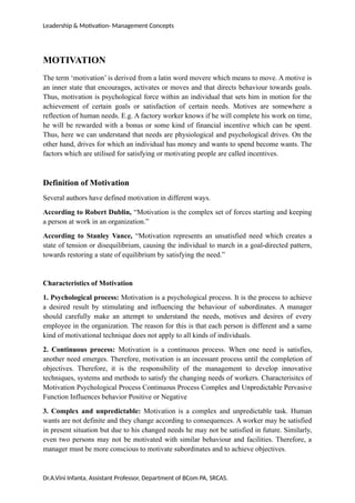 LEADERSHIP THEORY AND MOTIVATION THEORY. | DOCX