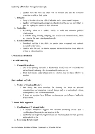 LEADERSHIP THEORY AND MOTIVATION THEORY. | DOCX