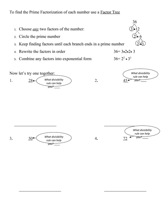 Unit 4 lesson 2 factors & prime factorization | DOC | Education