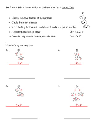 Unit 4 lesson 2 factors & prime factorization | DOC | Education