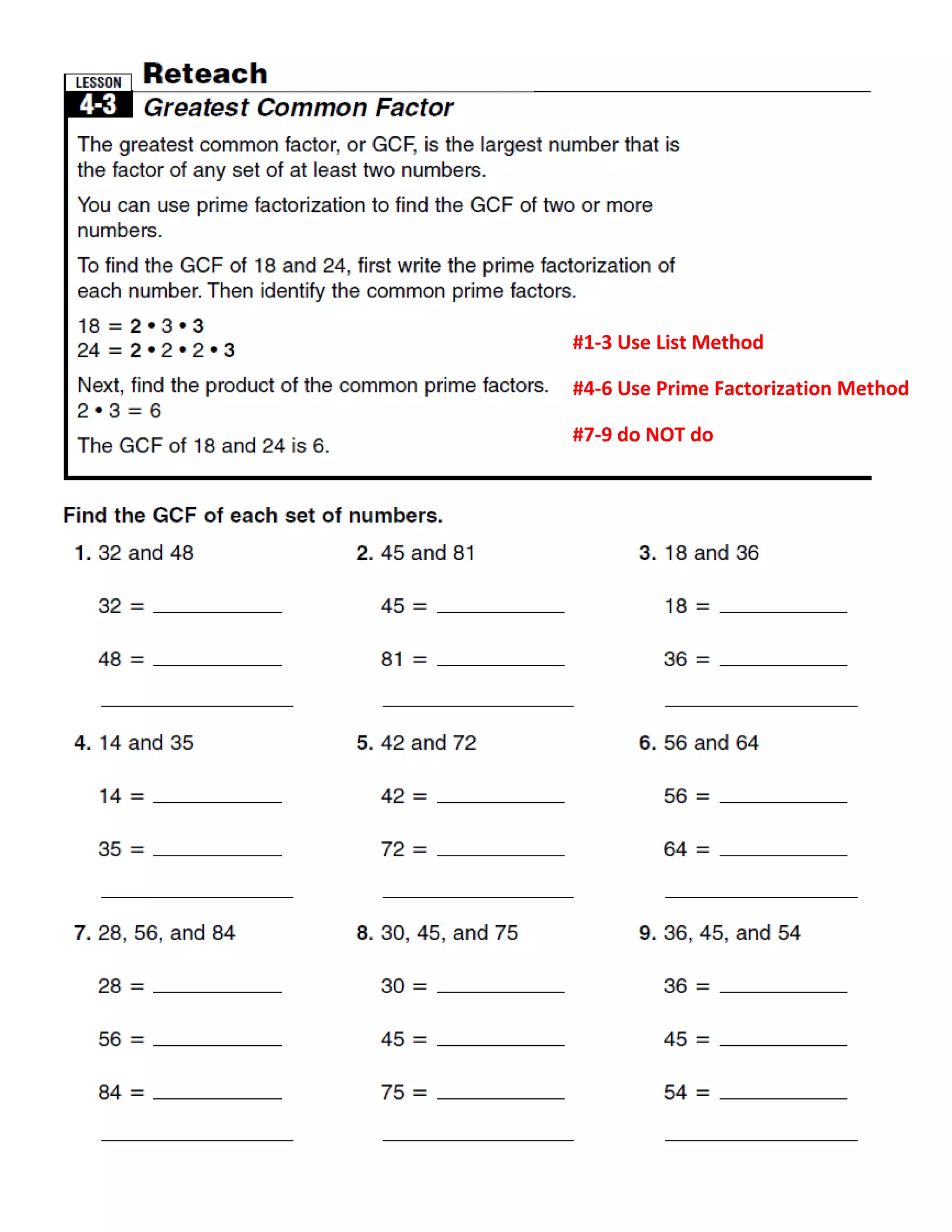 Unit 4 lesson 3 greatest common factor | PDF