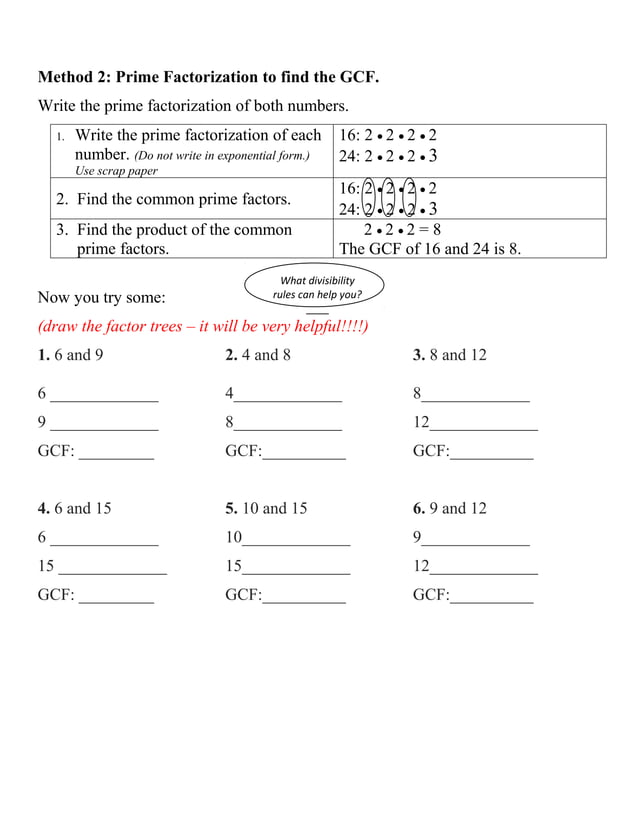 Unit 4 lesson 3 greatest common factor | PDF