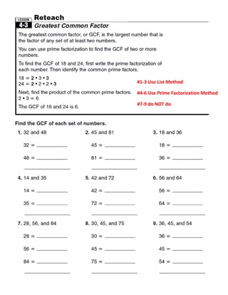 Unit 4 lesson 3 greatest common factor | PDF