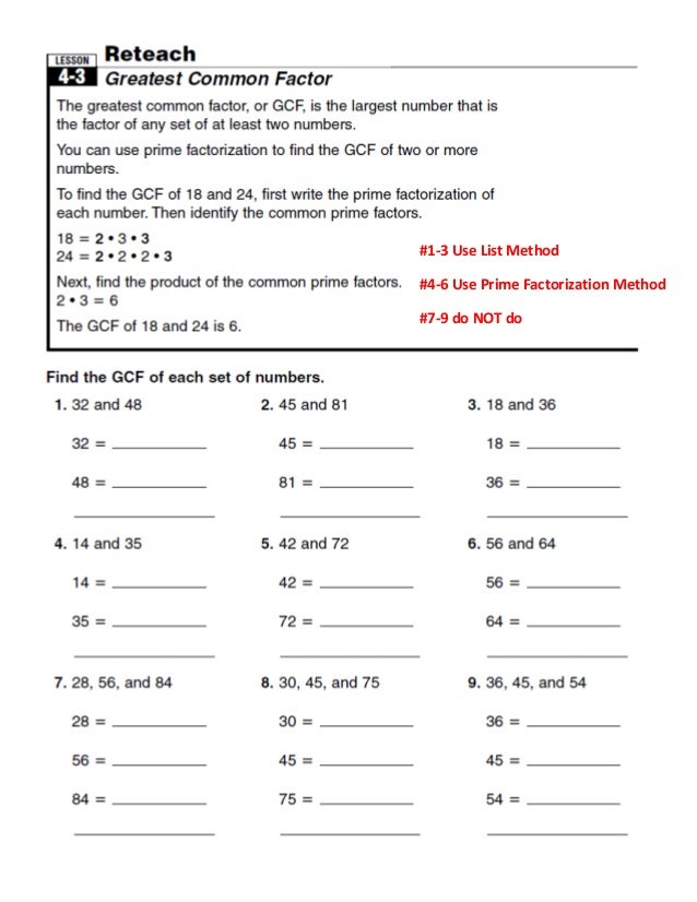 Unit 4 lesson 3 greatest common factor