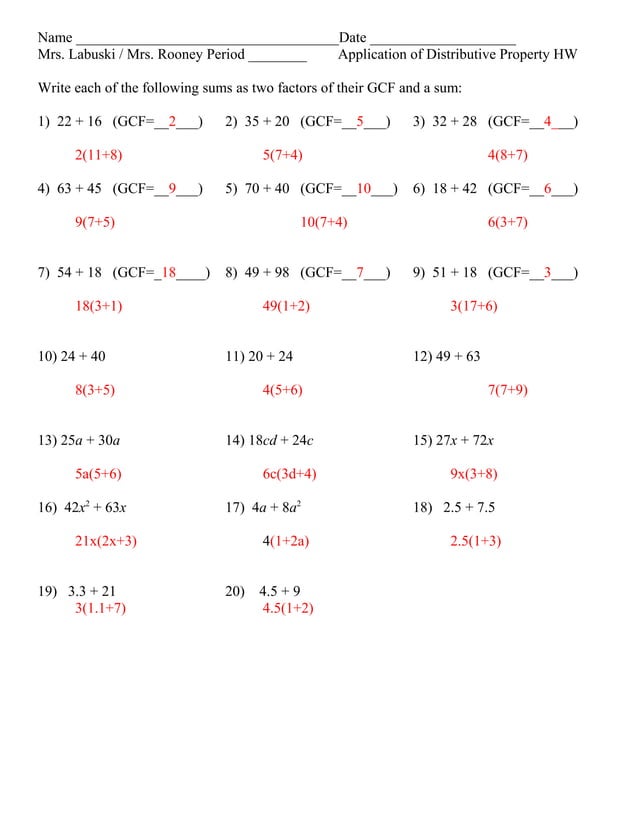 Unit 4 lesson 6 gcf & distributive property | DOC