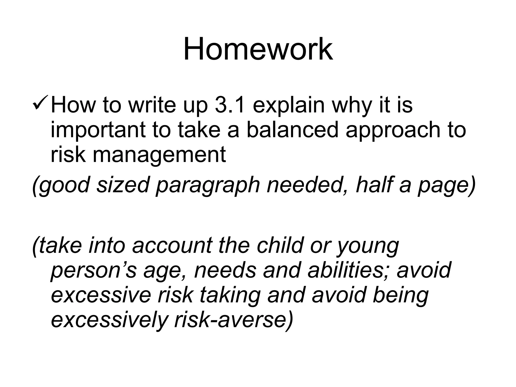 Support children and young people to assess and manage risk | PPTX