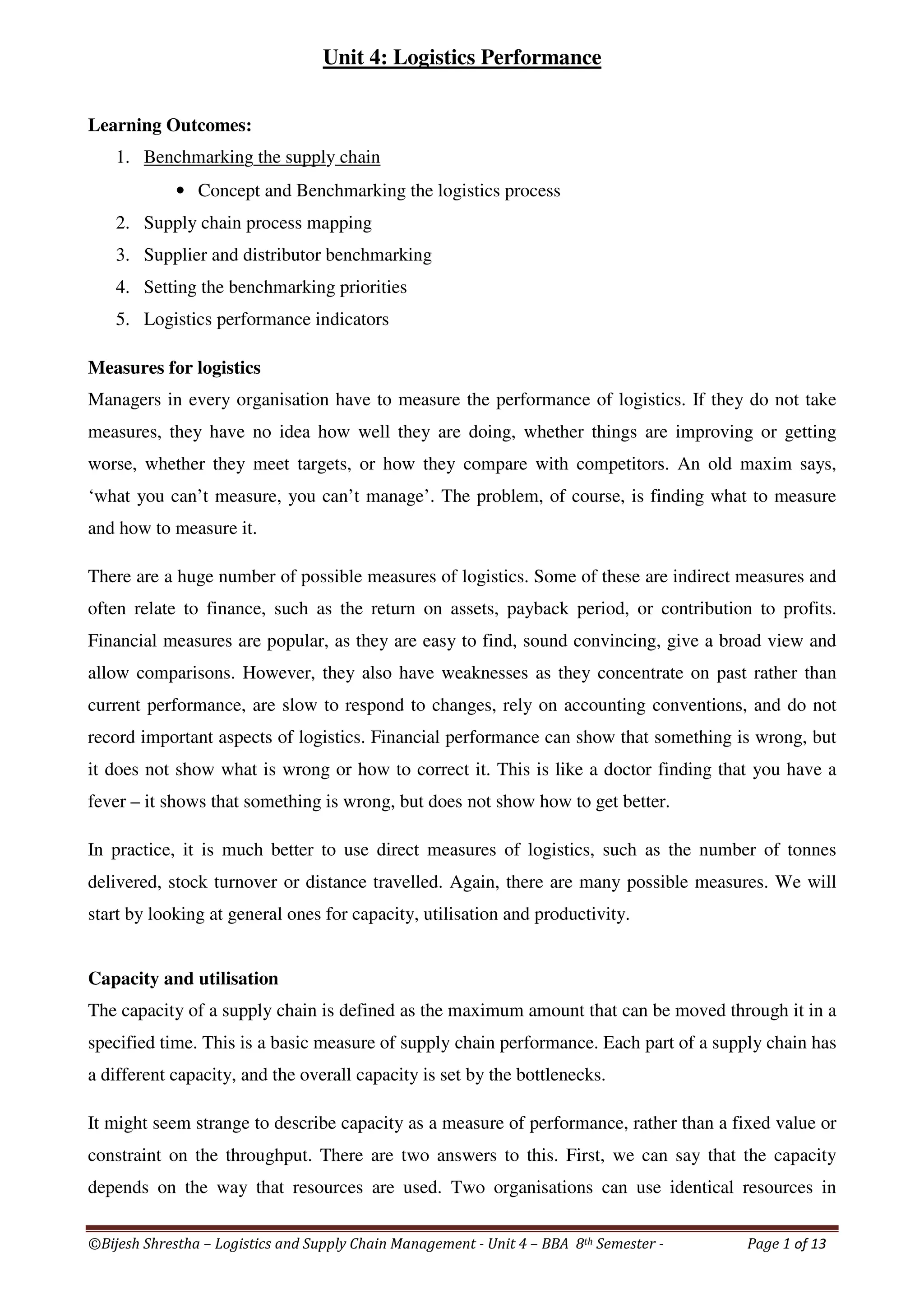 Unit 4 logistics performance lscm (13 pages) | PDF