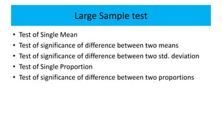 Testing of hypothesis - large sample test | PPTX