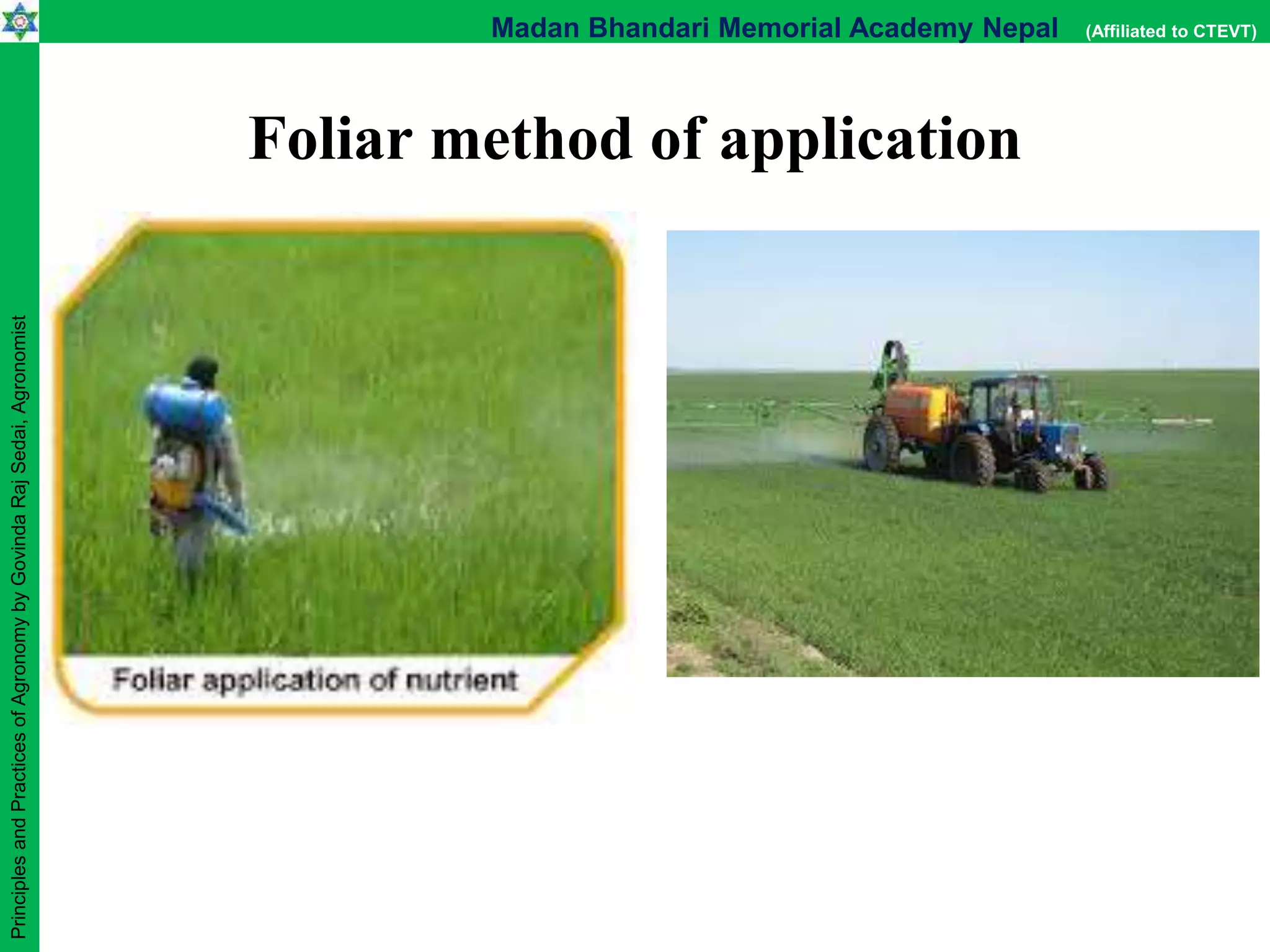 Unit 4 Methods and time of fertilizer application in crop.pptx