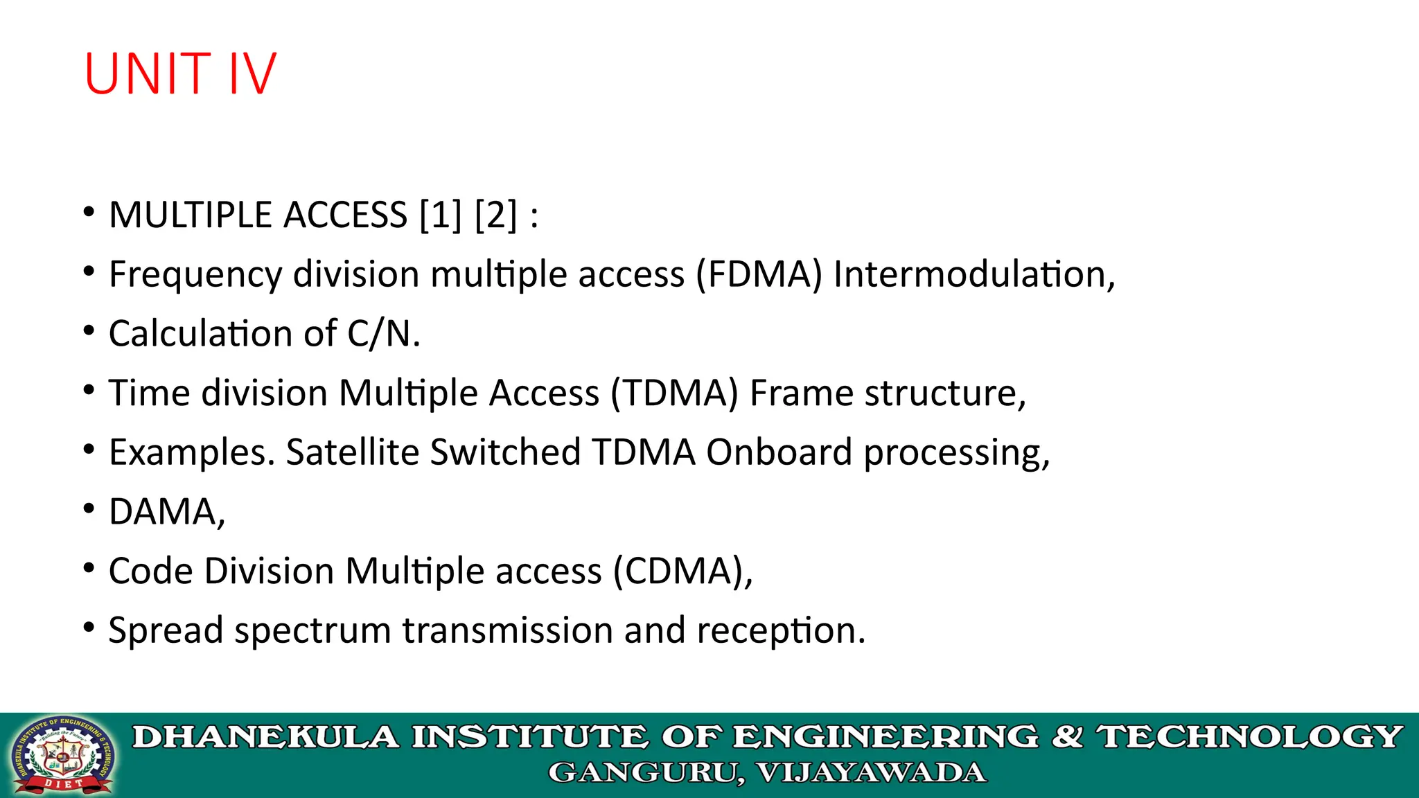 Unit 4 Multiple Access.ppt presentation for Satellite communication | PPT