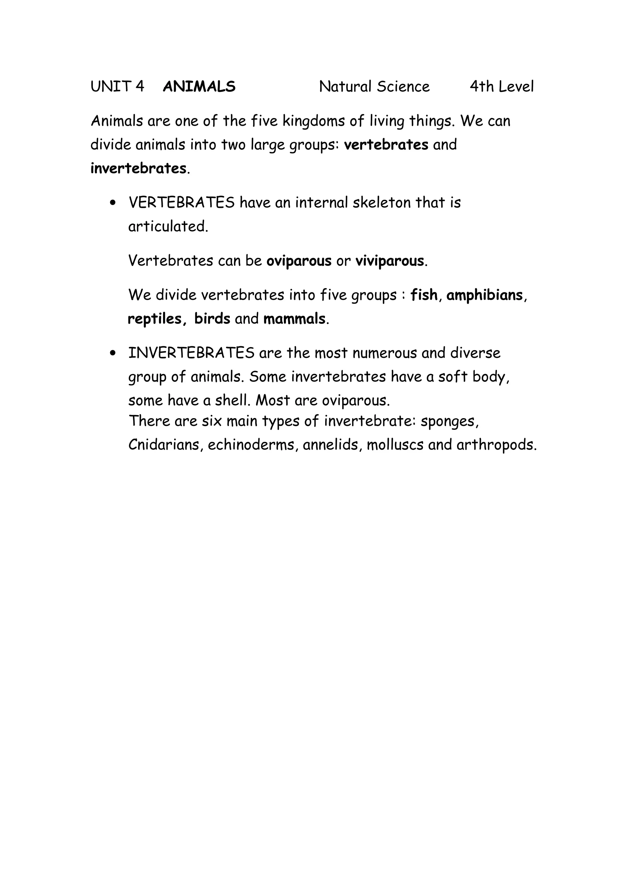 Unit 4 natural science 4th level | PDF | Reptiles | Pets