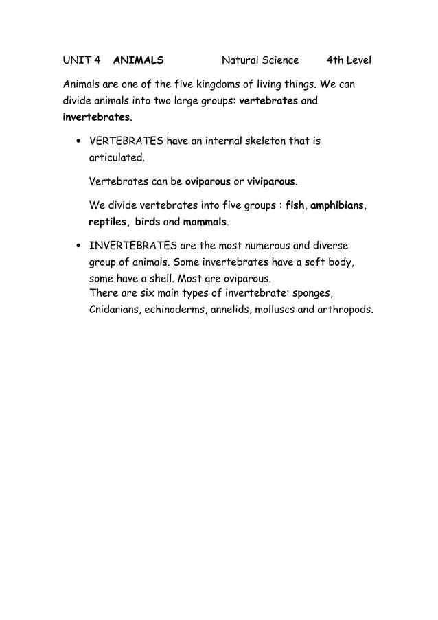 Unit 4 natural science 4th level | PDF | Reptiles | Pets