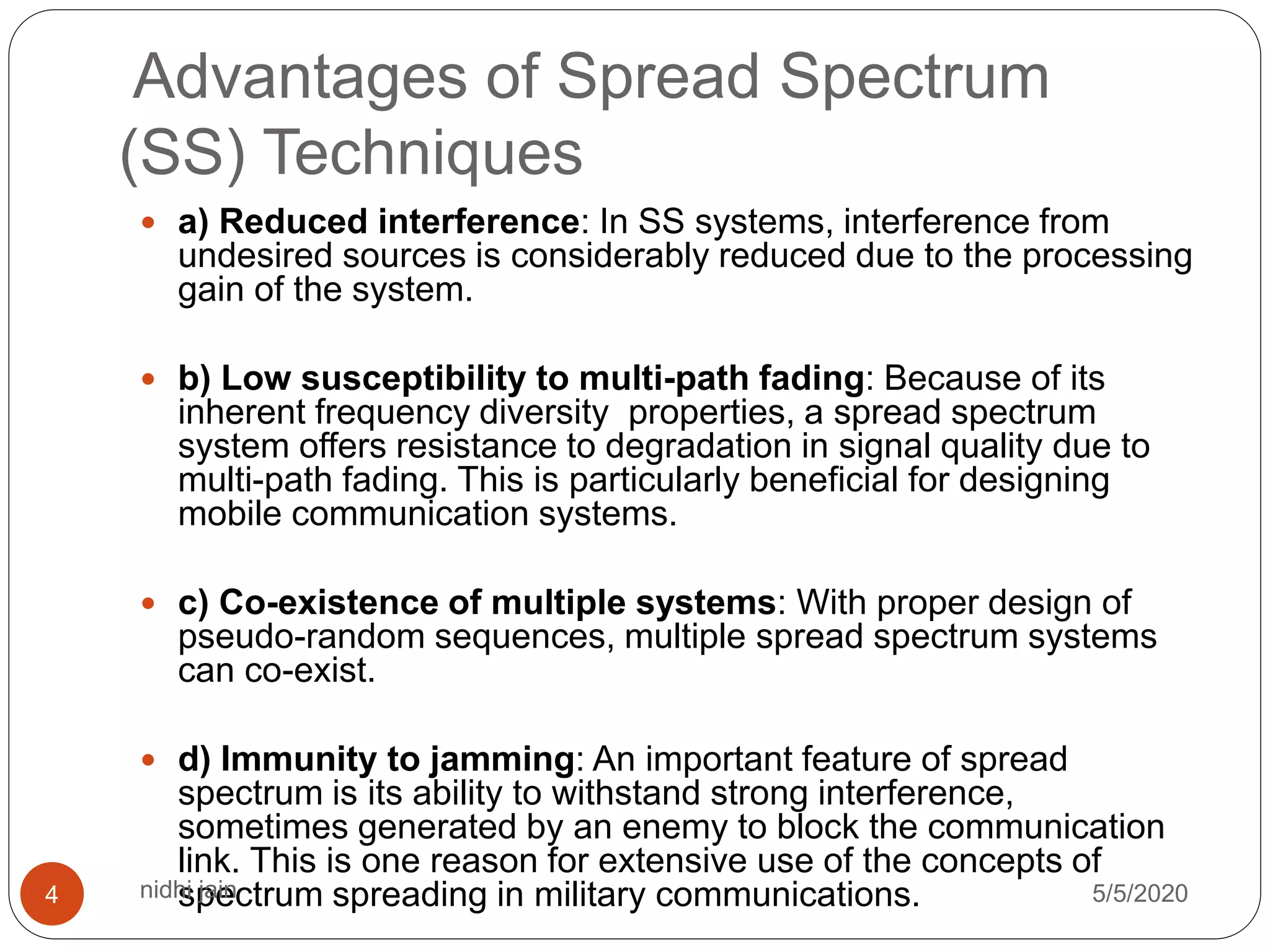 Spread Spectrum In Digital Communication Pptx Computer Networking Computing