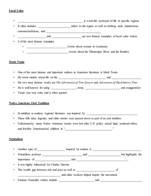 Unit 4 note handout (fill in-the-blank) | DOCX | Books and Literature