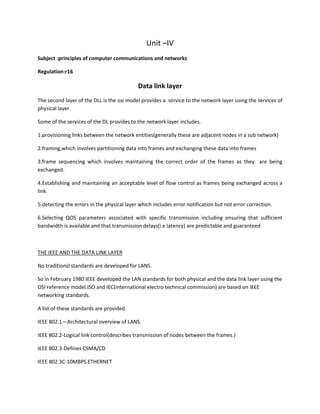 PCCN DATA LINK LAYER UNIT 4 NOTES | PDF