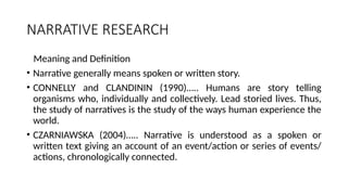 Narrative research for qualitative research | PPTX