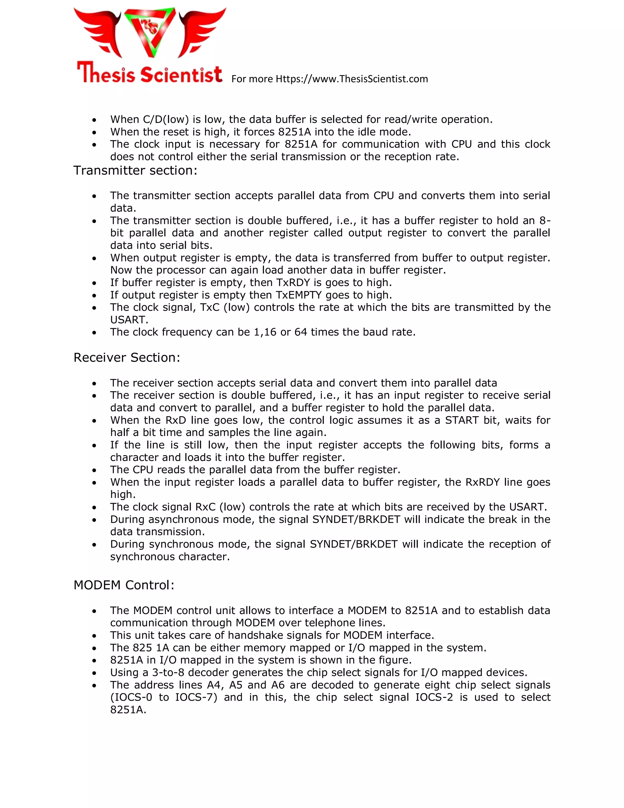 INTERFACING WITH INTEL 8251A (USART) | PDF