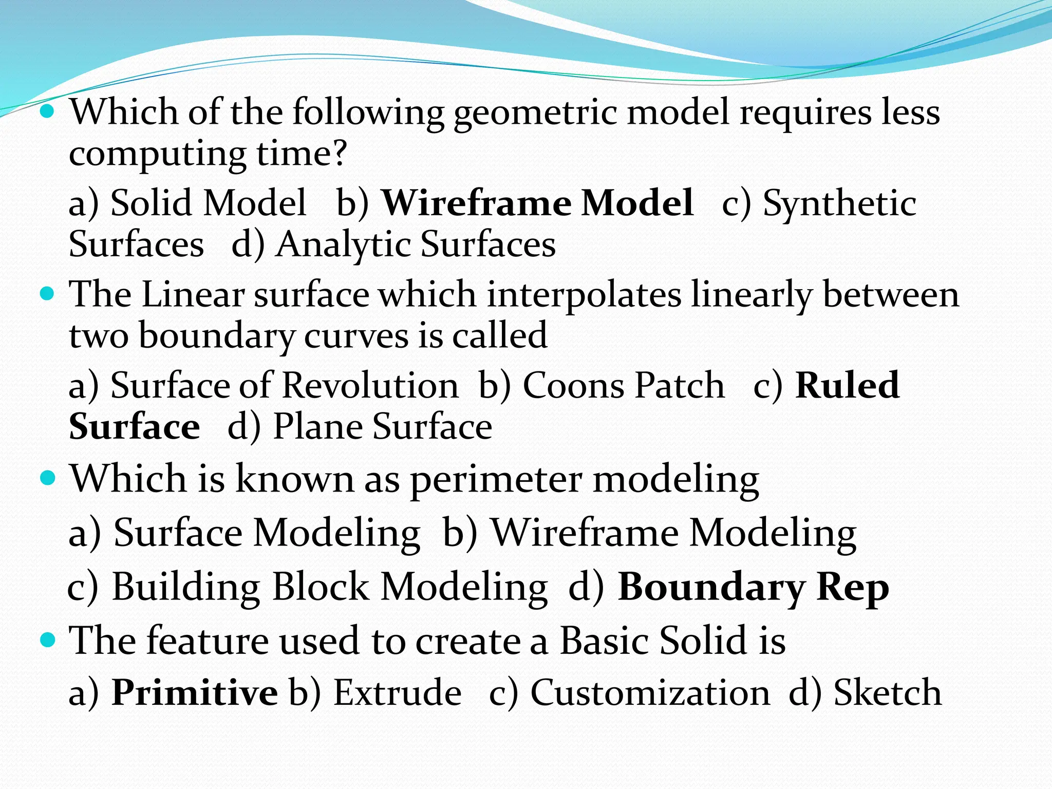 CAD CAM Objective Questions & Multiple drawing environment | PPT