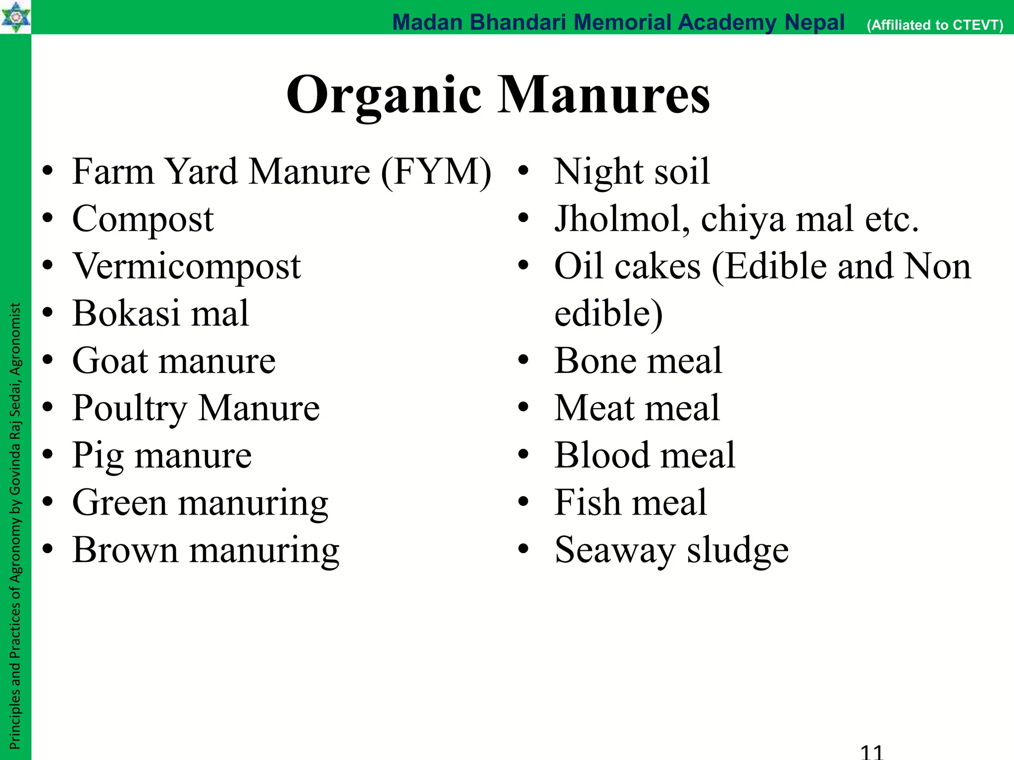 Unit 4 Organic Manures and fertilizer definition and its types.pptx