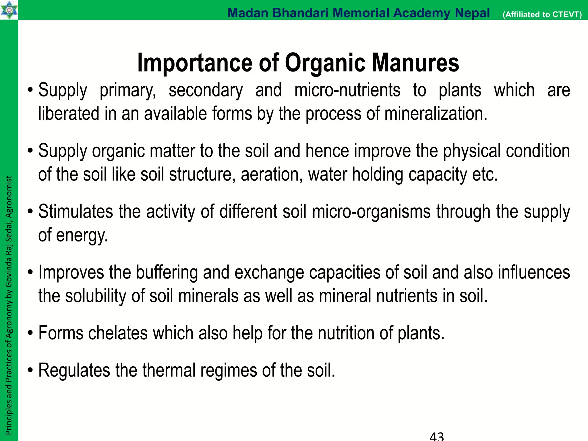 Unit 4 Organic Manures and fertilizer definition and its types.pptx