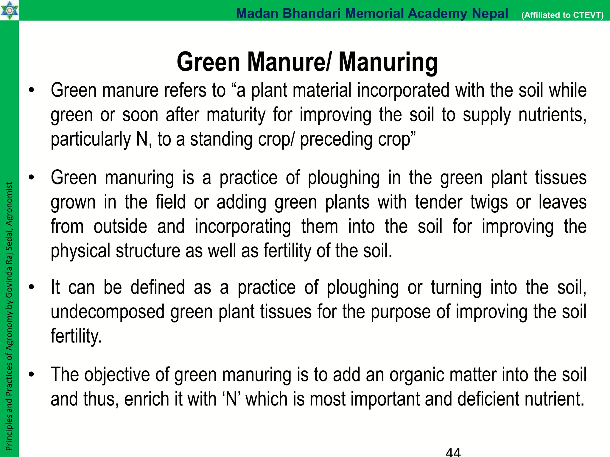 Unit 4 Organic Manures and fertilizer definition and its types.pptx