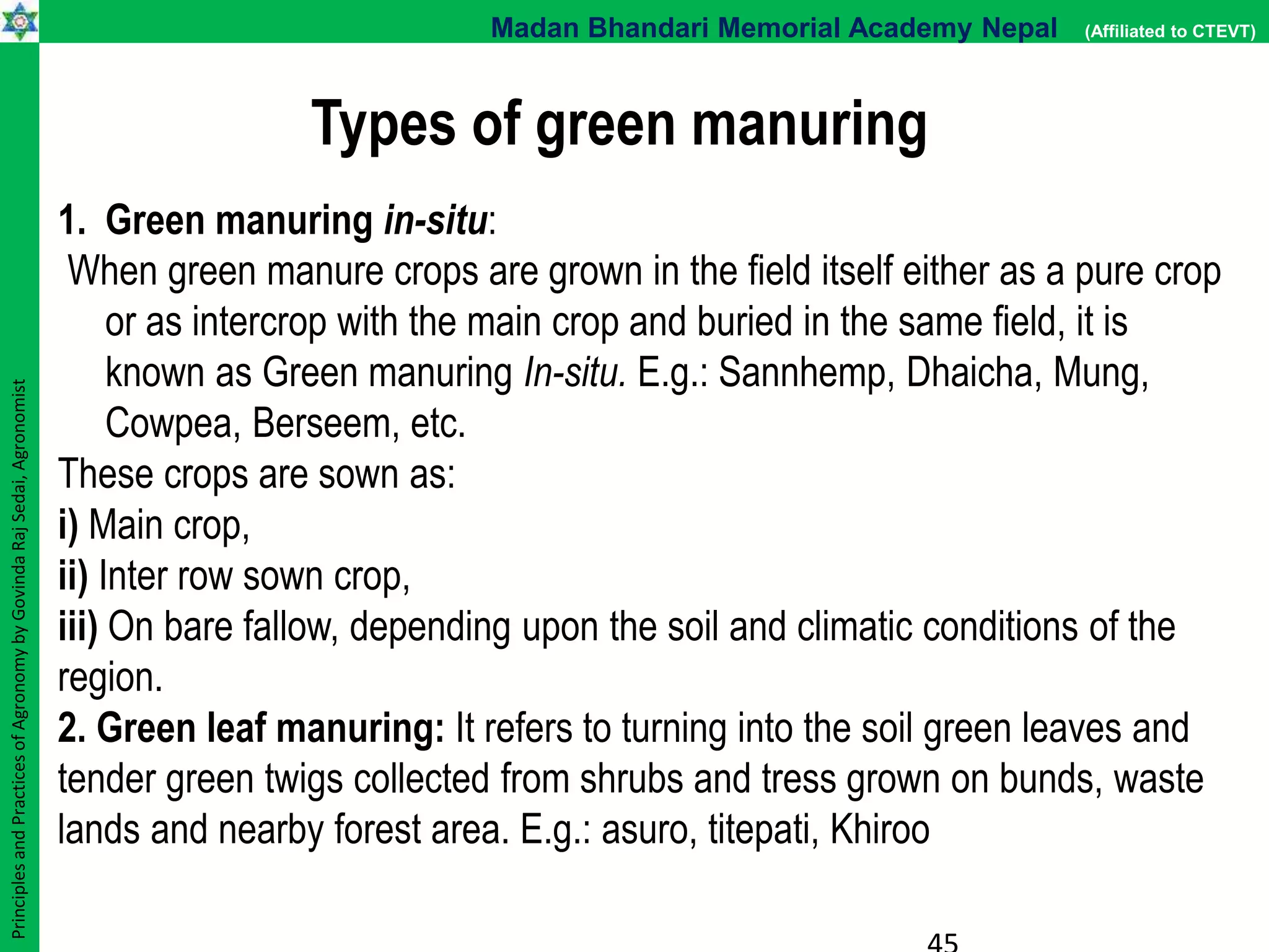 Unit 4 Organic Manures and fertilizer definition and its types.pptx
