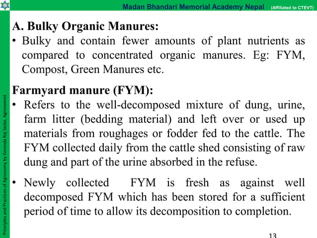 Unit 4 Organic Manures and fertilizer definition and its types.pptx