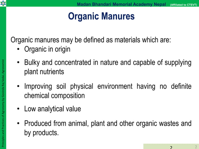 Unit 4 Organic Manures and fertilizer definition and its types.pptx