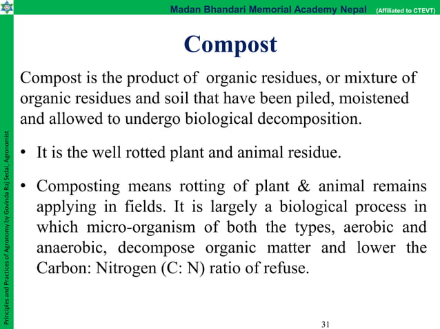 Unit 4 Organic Manures and fertilizer definition and its types.pptx