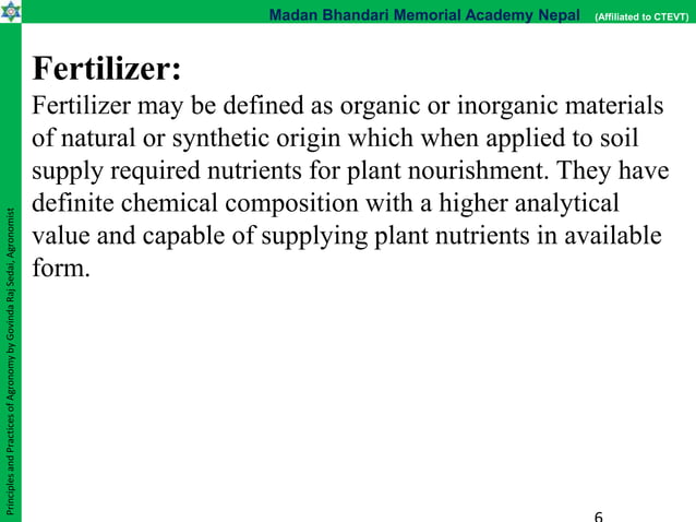 Unit 4 Organic Manures and fertilizer definition and its types.pptx