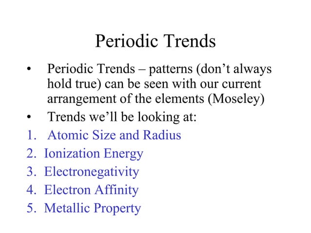 Unit 4 Periodic Trends.ppt | Chemistry | Science