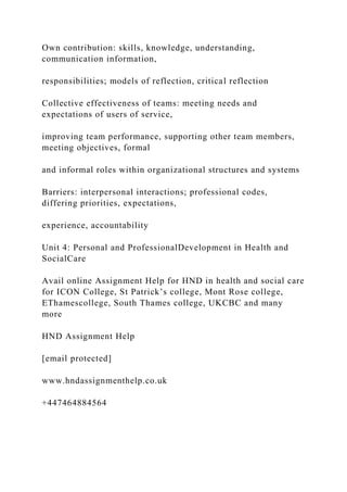 Unit 4 Personal and professional Development in HSCUnit 4 P.docx