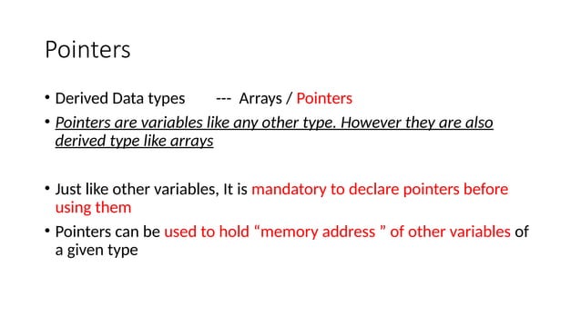 UNIT 4 POINTERS.pptx pointers pptx for basic c language | PPT