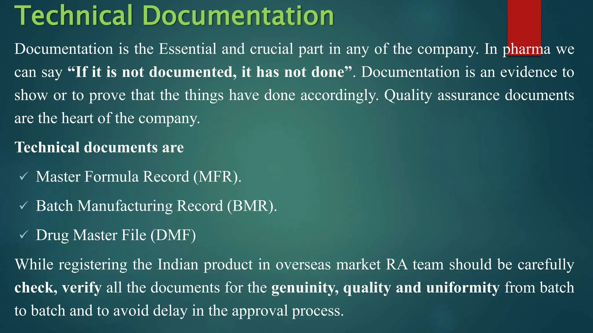 Documentation in pharmaceutical industry | PPTX